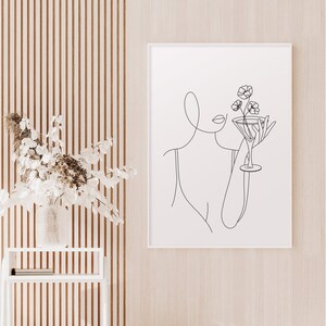 Bar Wall Art, Cocktail Line Art, Cocktail Art, Martini Wall Art ...