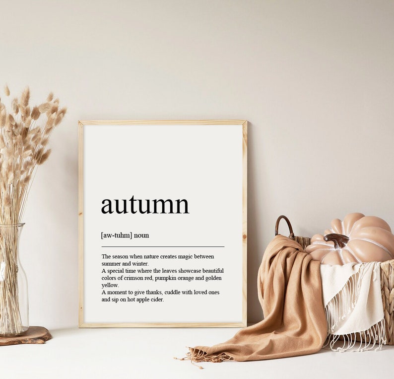 Autumn Definition Print Autumn Wall Art Fall Home Decor - Etsy