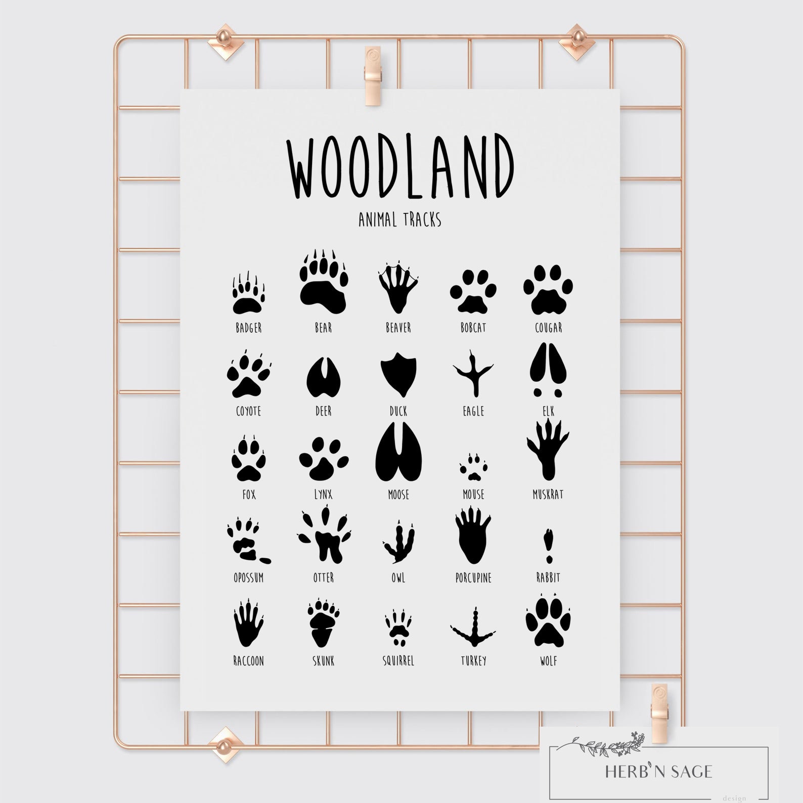 Animal Tracks Print Nursery Decor Woodland Nursery | Etsy