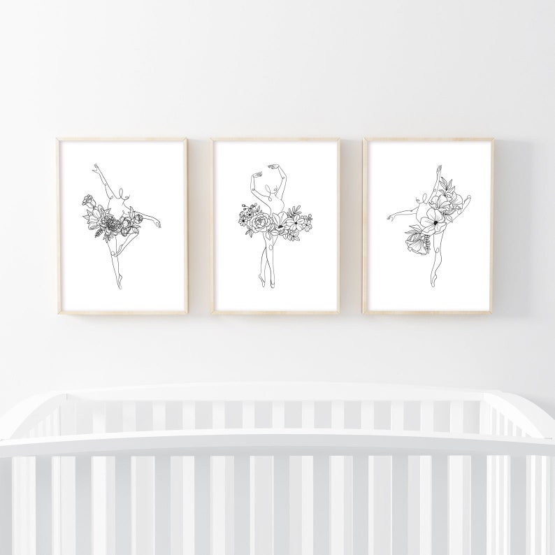 Ballerina Flower Line Art Floral Line Art Ballet Line Art Woman Line ...