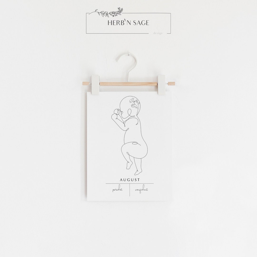 August Birth Month Print, Birth Month Flower, Birth Month Baby Stats ...