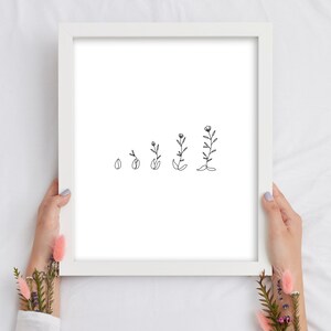 Growing Flower Print, Flower Print, Flower Art, Flower Decor, Flower ...