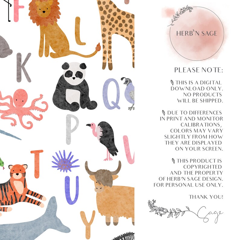 ABC Animal Print Animal Alphabet Poster ABC Printable - Etsy