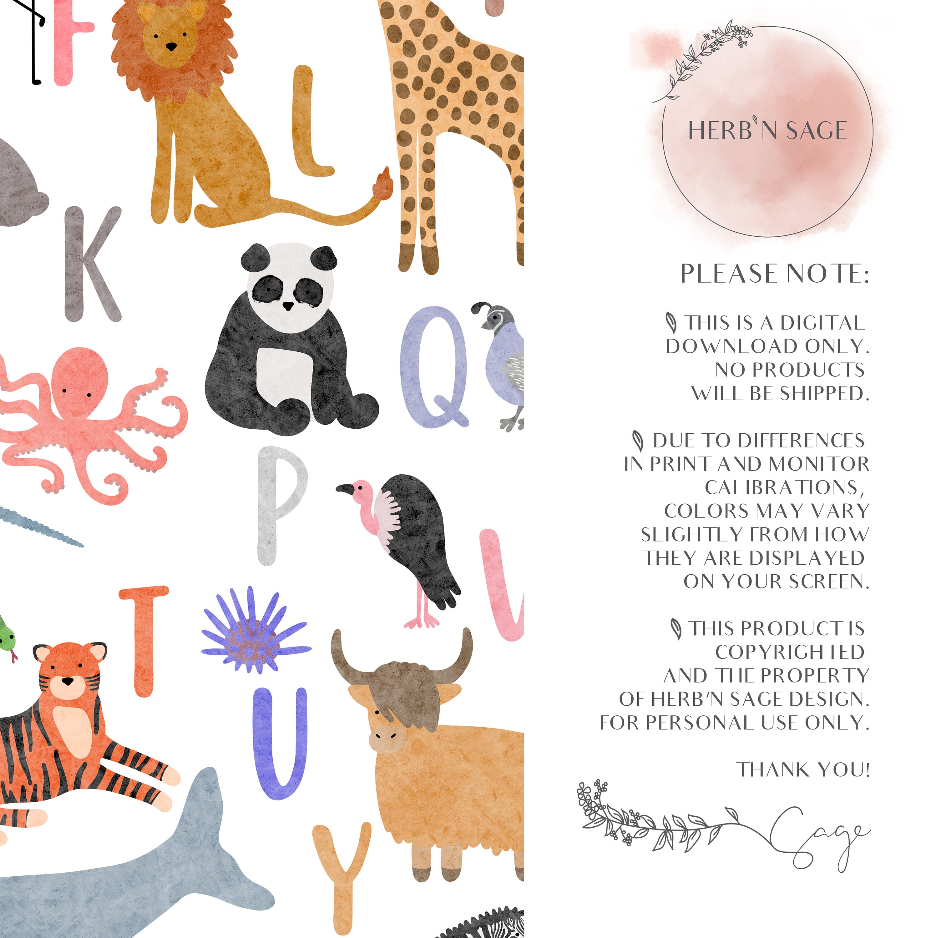ABC Animal Print Animal Alphabet Poster ABC Printable - Etsy Canada