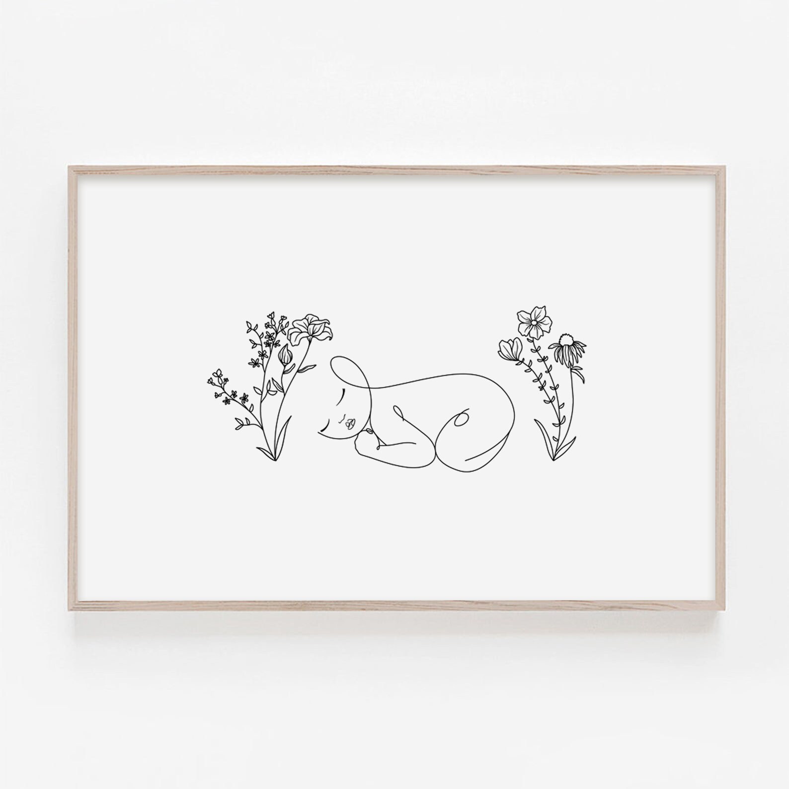 Baby Line Art, Baby Art for Nursery, Minimalist Nursery Artwork ...