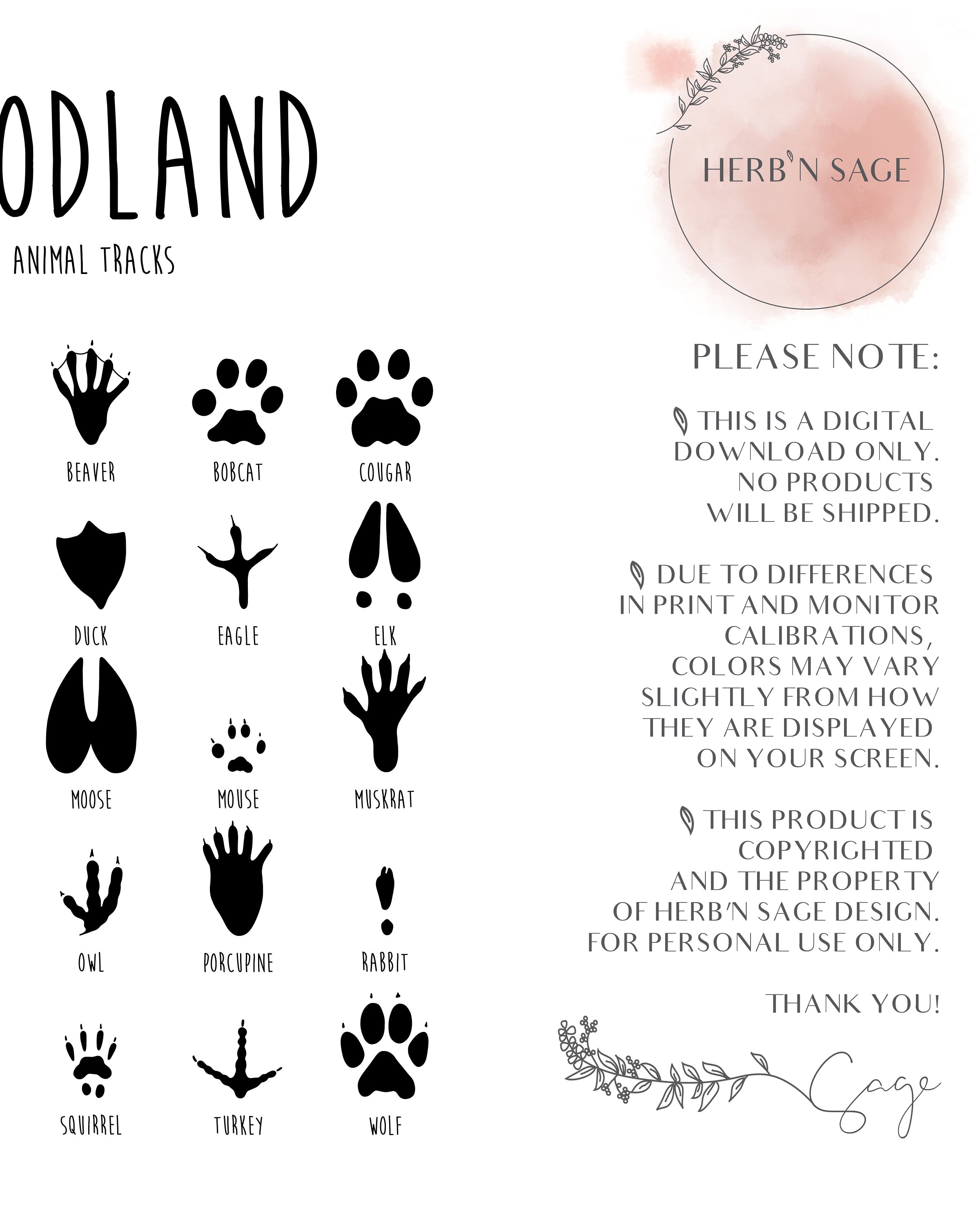 Animal Tracks Print Nursery Decor Woodland Nursery | Etsy