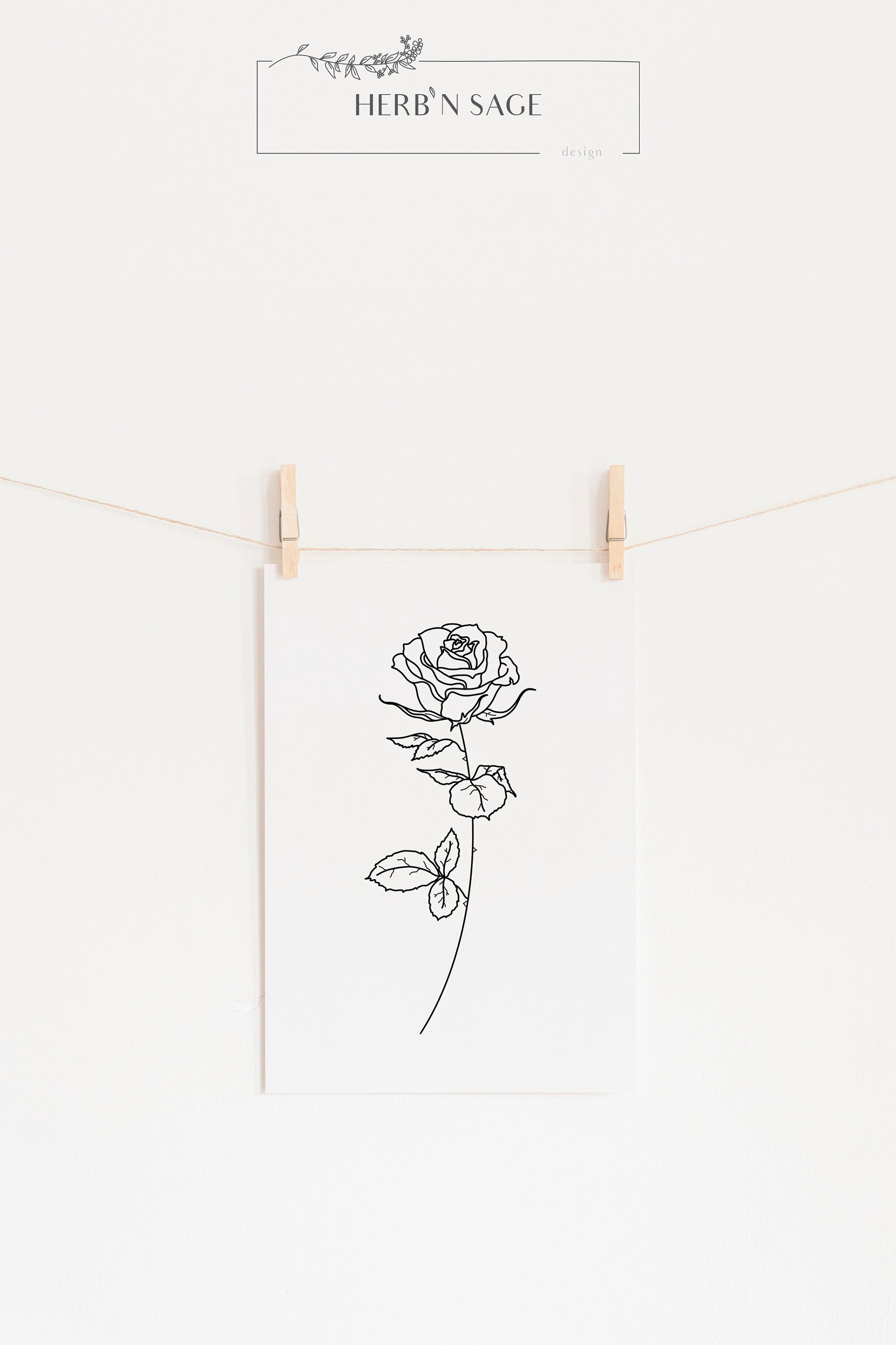 Rose Print Rose Poster Rose Art Print Digital Download | Etsy