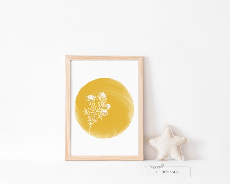 Yellow Daisy Watercolor Print Instant Digital Download Printable ...