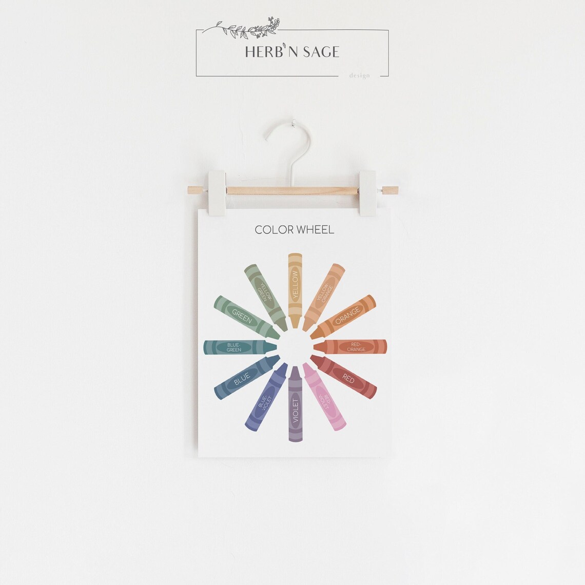 Color Wheel Poster Educational Color Print Crayon Colors | Etsy