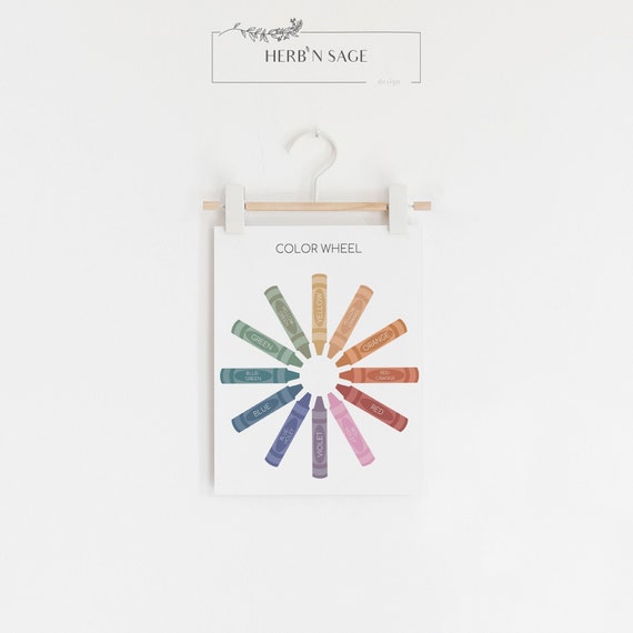 Color Wheel Poster Educational Color Print Crayon Colors | Etsy