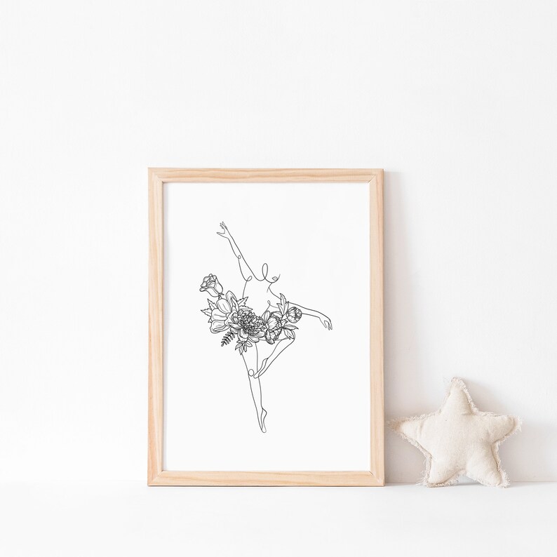 Ballerina Flower Line Art Floral Line Art Ballet Line Art Woman Line ...