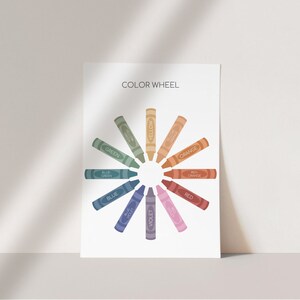 Color Wheel Poster Educational Color Print Crayon Colors | Etsy