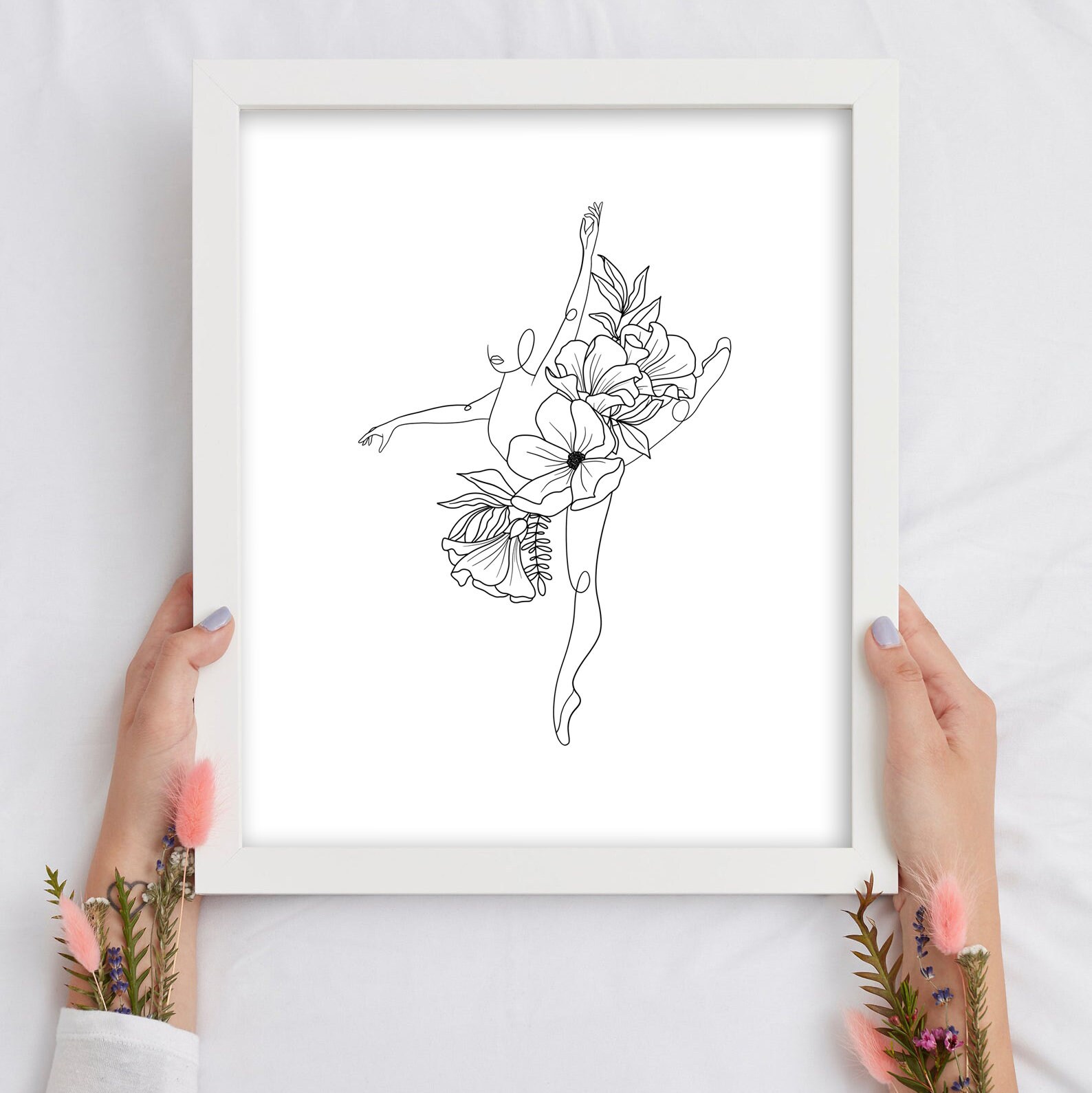 Ballerina Flower Line Art Floral Line Art Ballet Line Art Woman Line ...