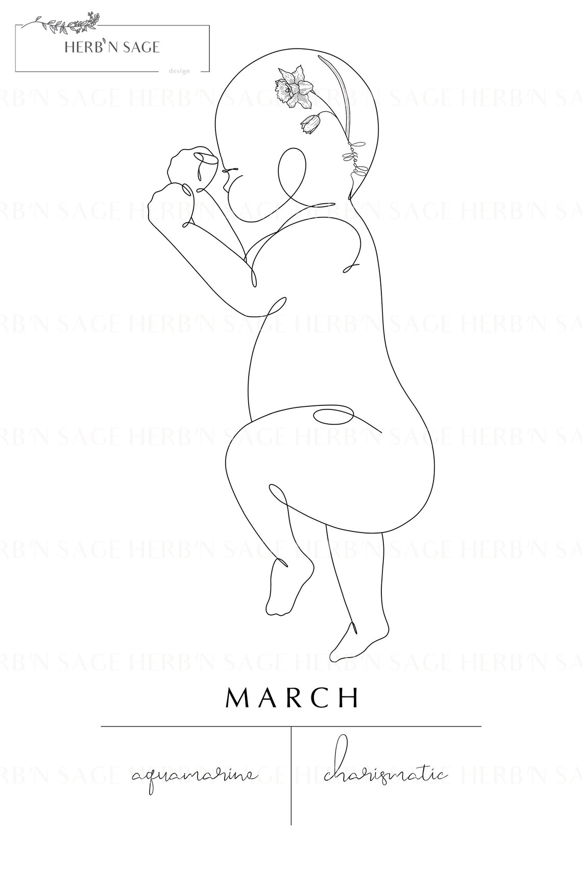 March Birth Month Print Birth Month Flower Art Birth Month - Etsy