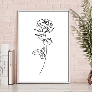 Rose Print, Rose Poster, Rose Art Print, Digital Download, Flower Print ...