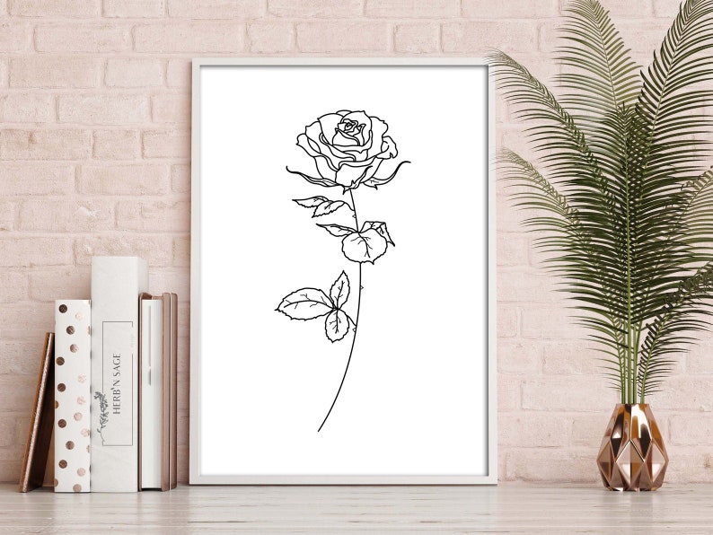 Rose Print, Rose Poster, Rose Art Print, Digital Download, Flower Print ...