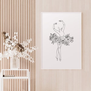 Ballerina Flower Line Art Floral Line Art Ballet Line Art Woman Line ...