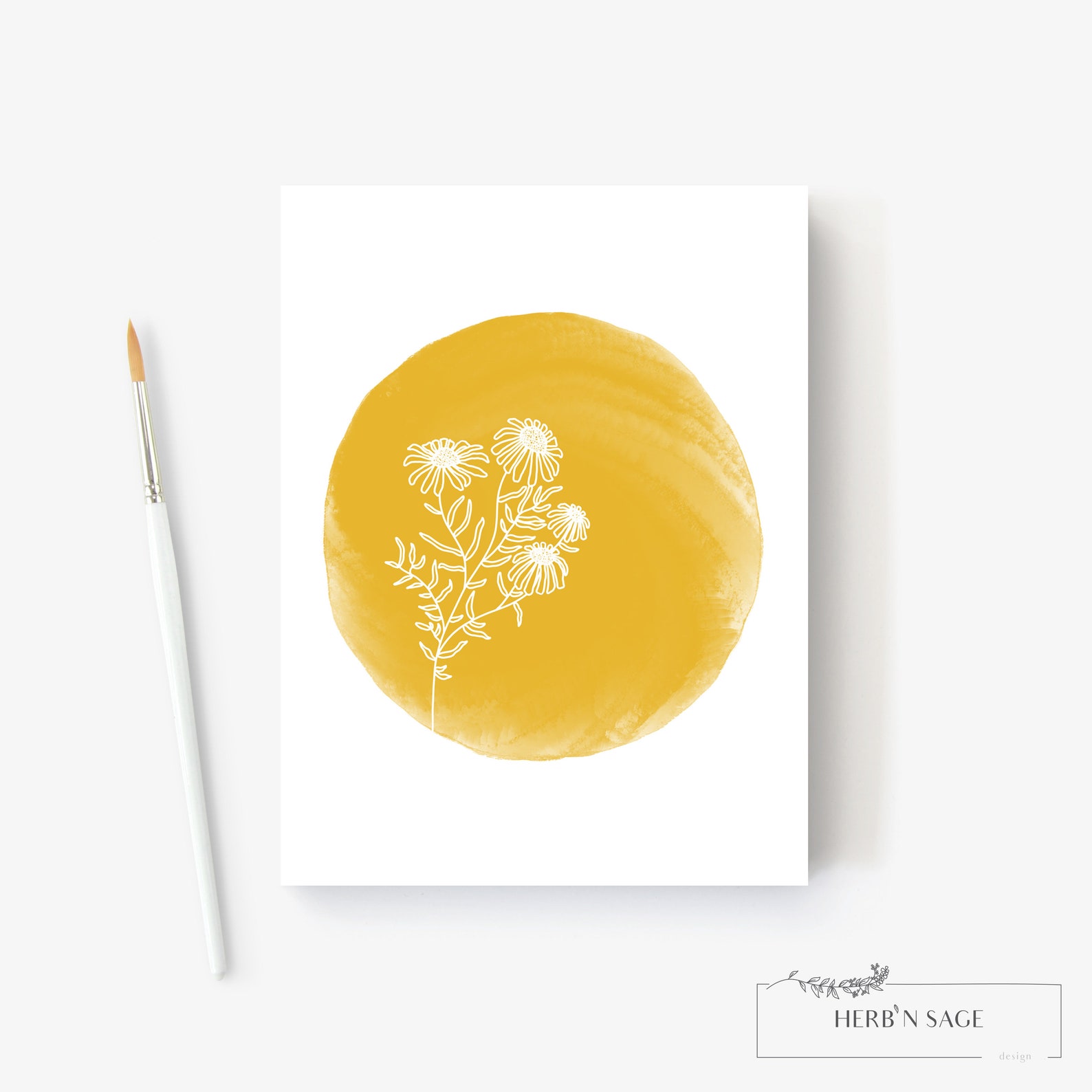 Yellow Daisy Watercolor Print Instant Digital Download Printable ...