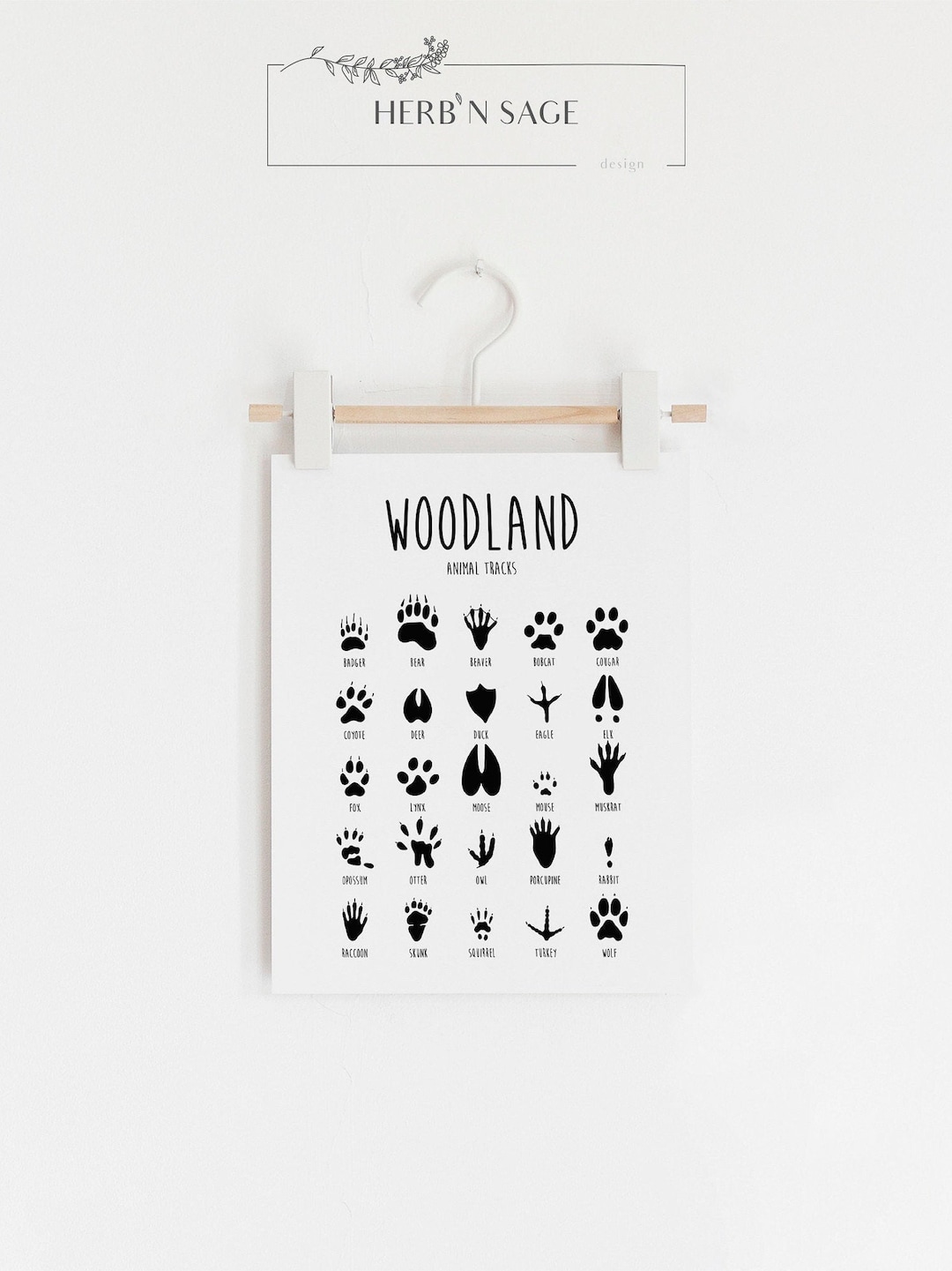 Animal Tracks Print Nursery Decor Woodland Nursery - Etsy
