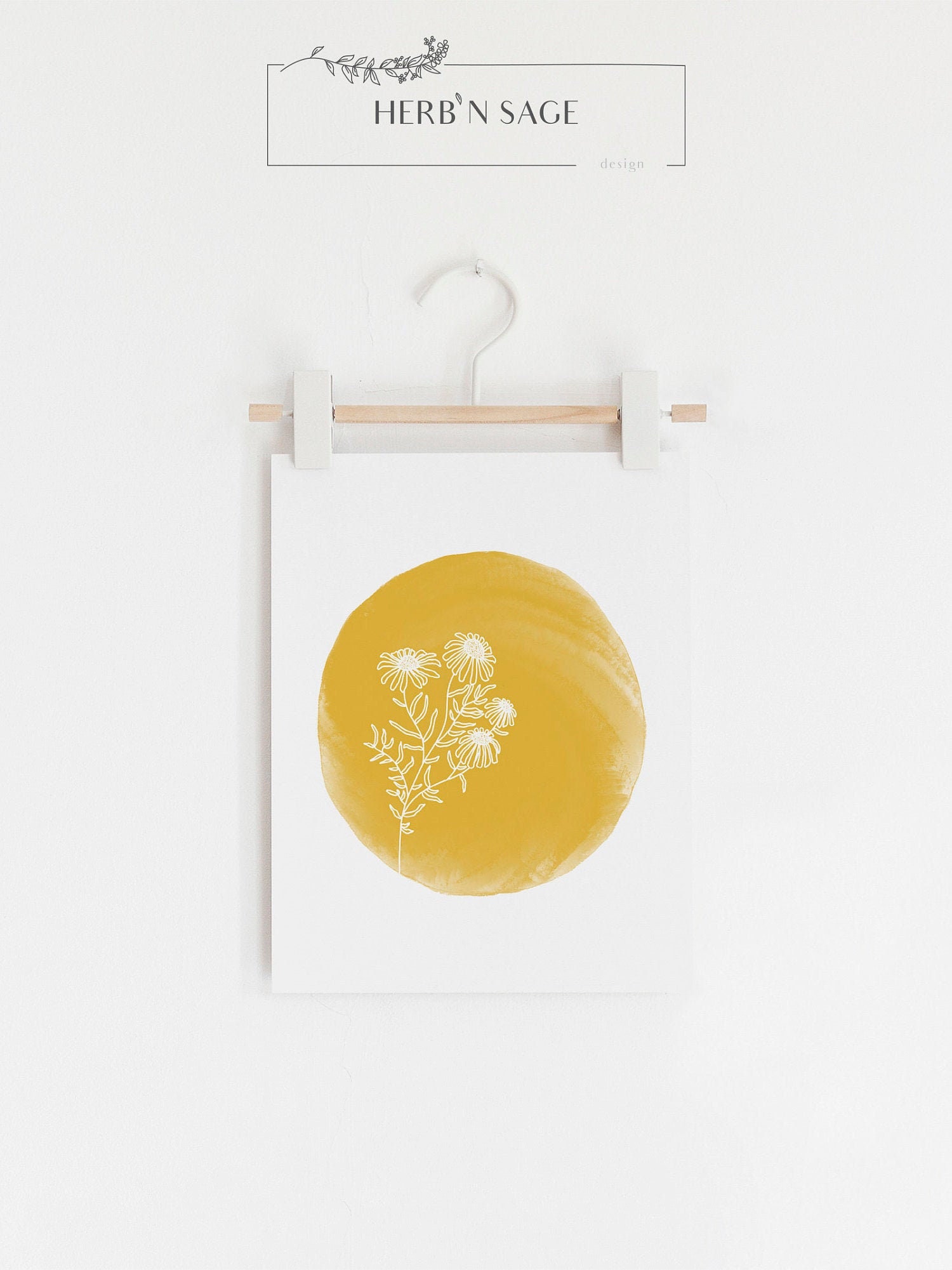 Yellow Daisy Watercolor Print Instant Digital Download Printable ...