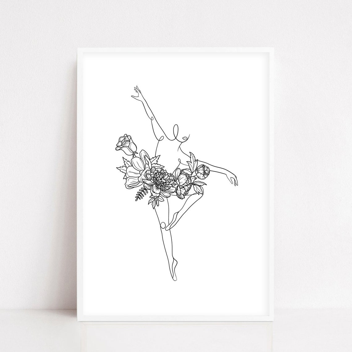 Ballerina Flower Line Art Floral Line Art Ballet Line Art Woman Line ...