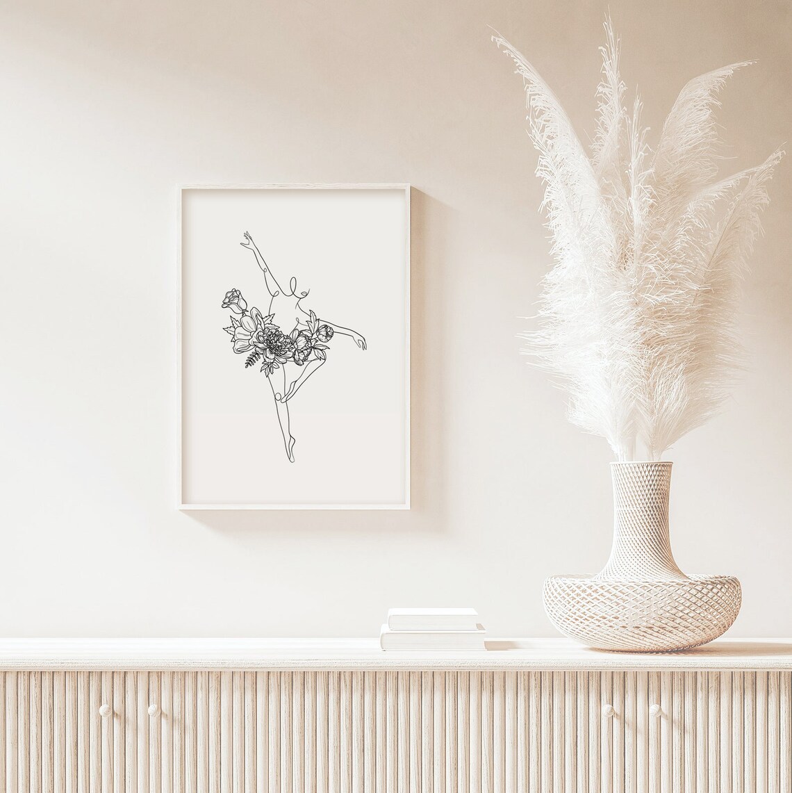 Ballerina Flower Line Art Floral Line Art Ballet Line Art Woman Line ...