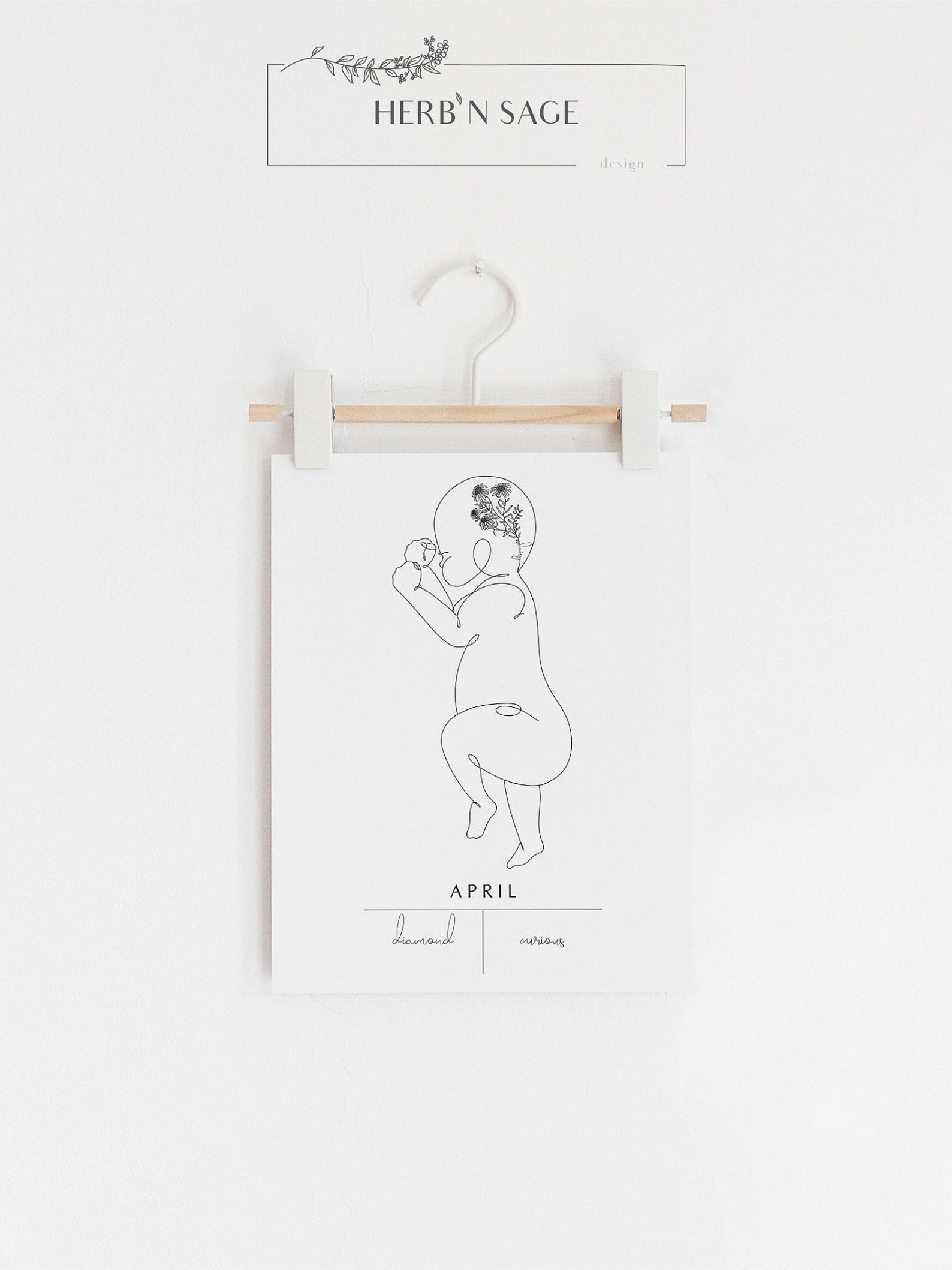 April Birth Month Print Birth Month Flower Art Birth Month | Etsy