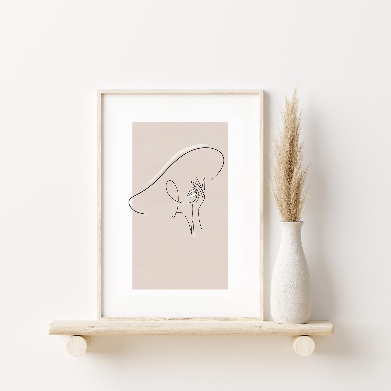 Woman With Hat Line Art Female Face Art One Line Drawing | Etsy