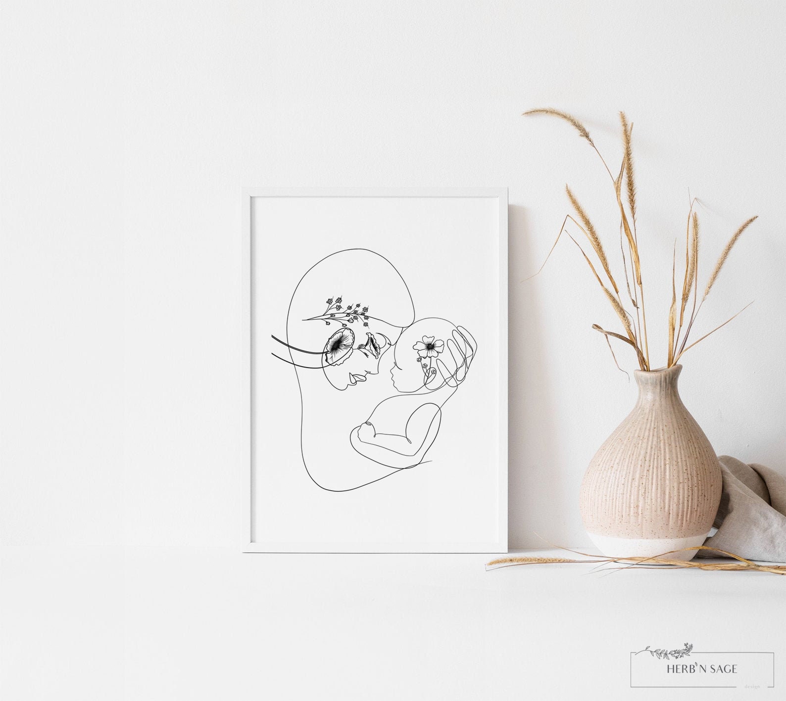 Mother and Child Art, Botanical Nursery, Mother and Child Line Art ...