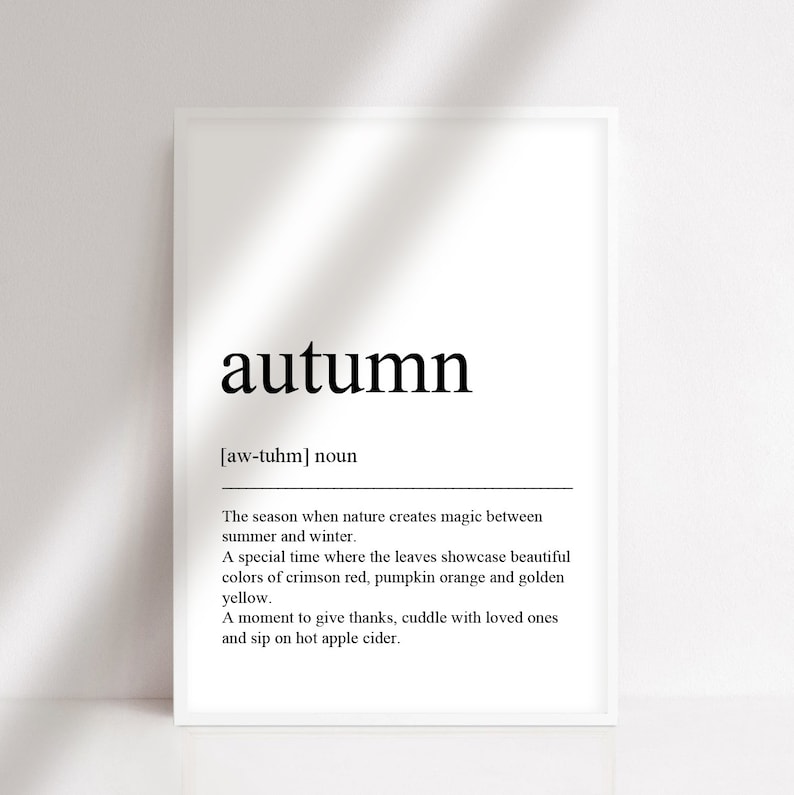 Autumn Definition Print Autumn Wall Art Fall Home Decor - Etsy