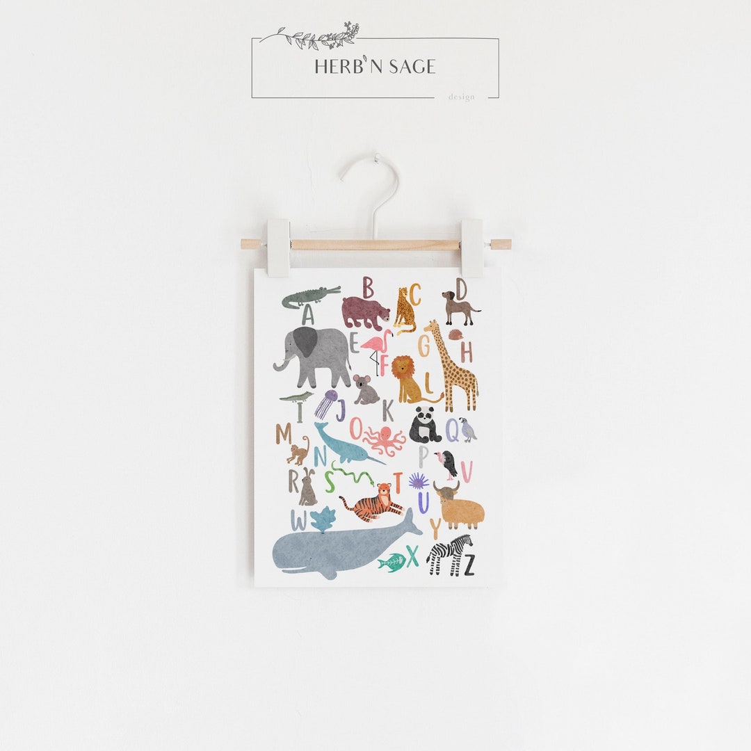 ABC Animal Print, Animal Alphabet Poster, ABC Printable, Animal ...