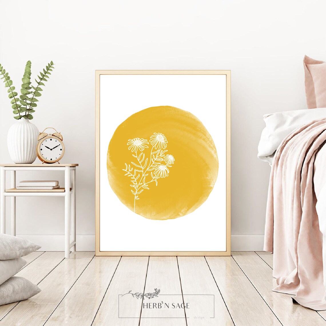 Yellow Daisy Watercolor Print Instant Digital Download Printable ...