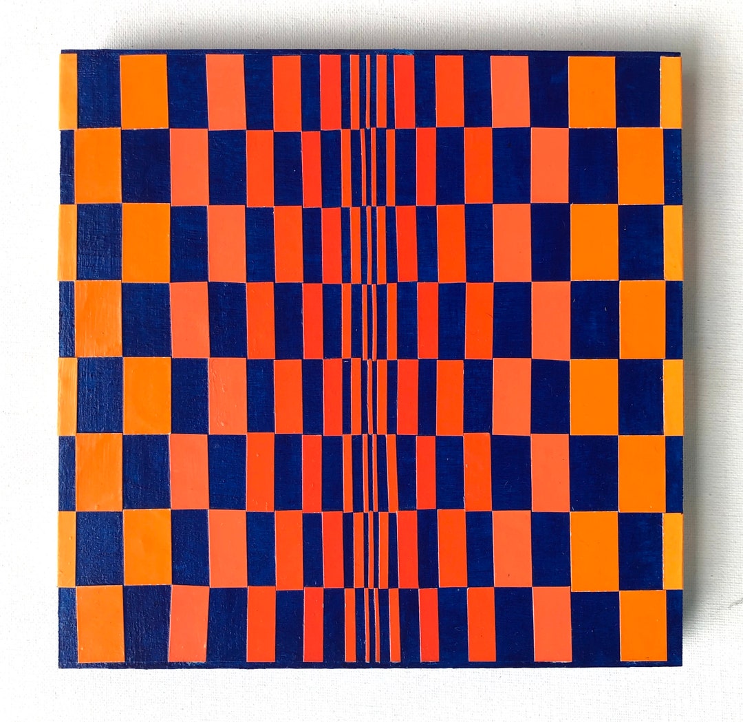 Optical Illusion in Complementary Colors on a 8x8" Wood Panel - Etsy