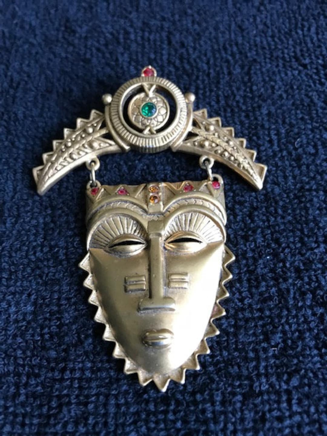 Vintage Avon Tribal Mask Pin - Etsy