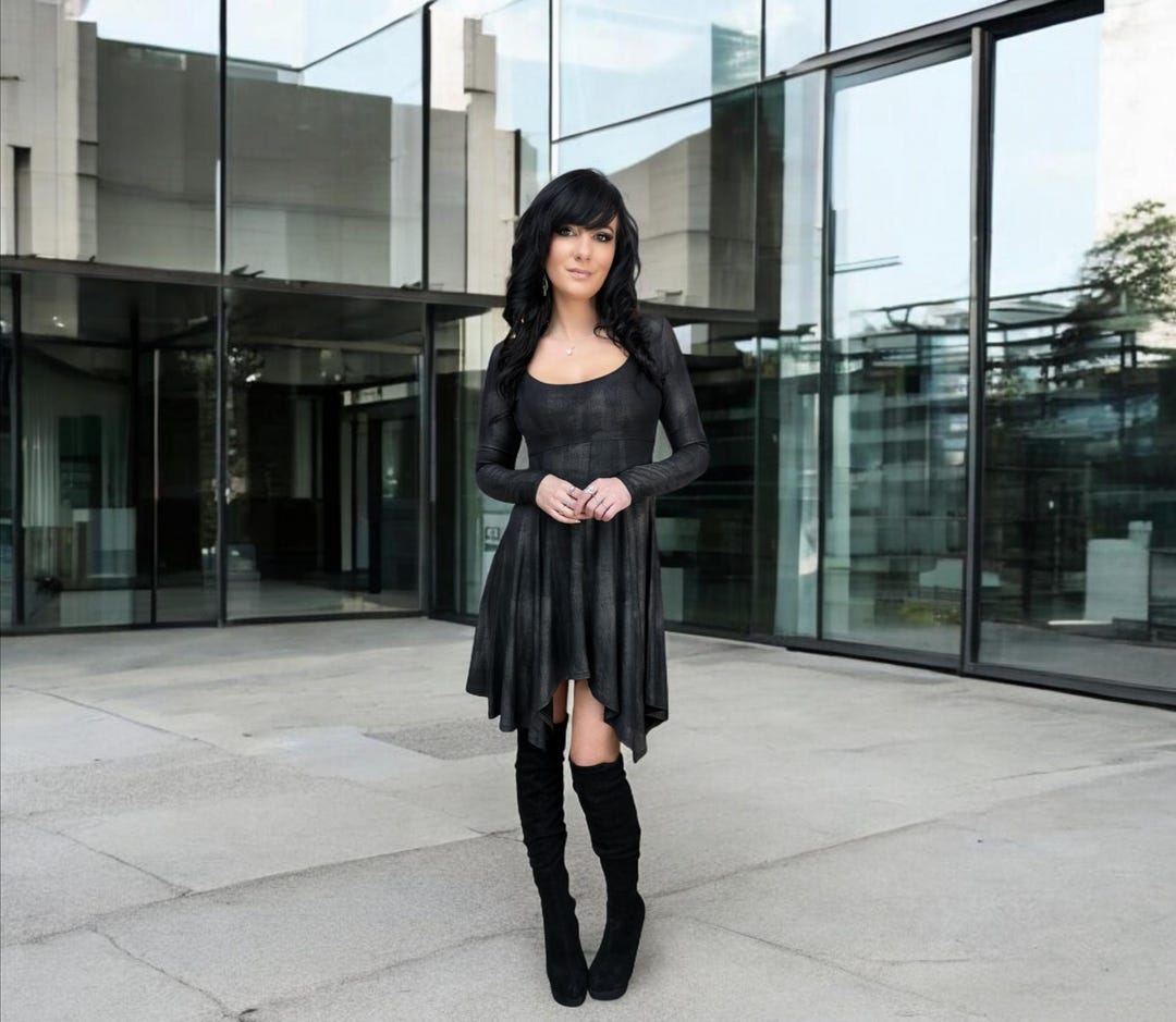 Goldish Brown Tissue Hem Long-sleeve Dress. - Etsy