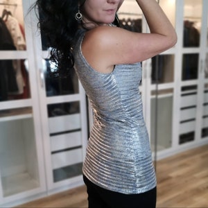 Sleeveless Cowl Neck Silver Ribbed Tank Top. - Etsy