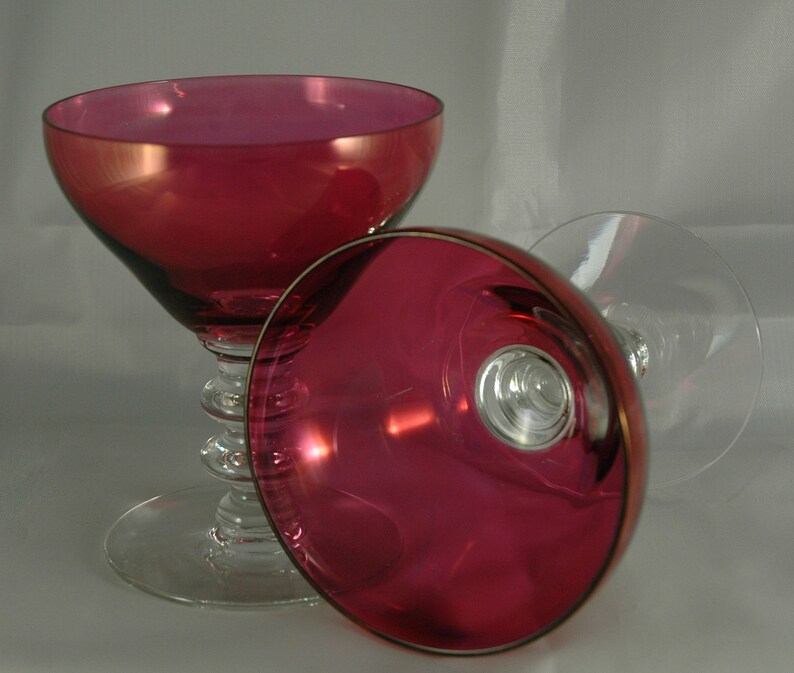 Mixed Set of Vintage Ruby Red Pressed Glass Compote and Footed Dishes ...