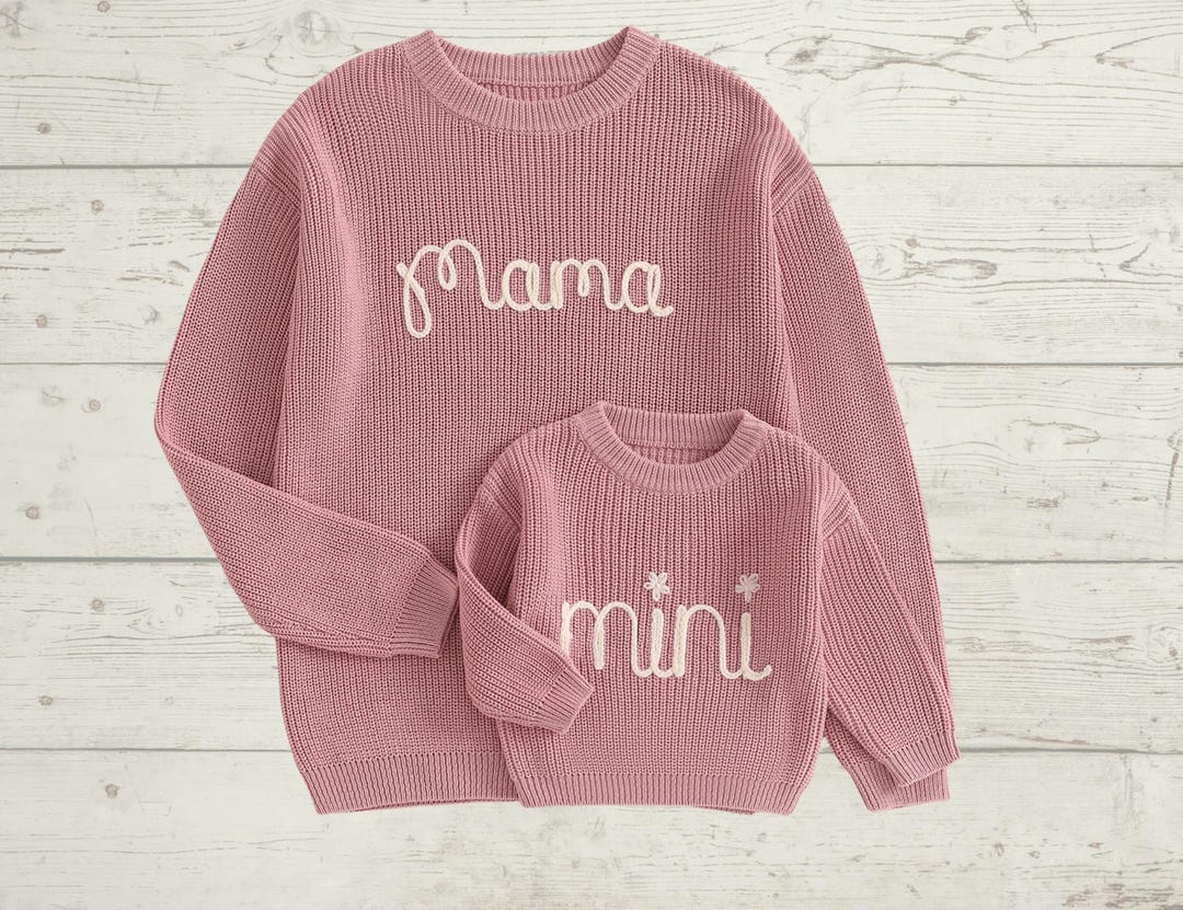 Mama and Mini, Chunky Knit Sweater Personalization Knit Sweater Partner ...