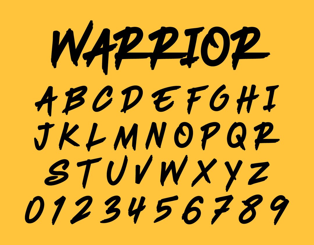 Warrior Font Svg Dxf Pdf Png With Numbers Ttf Font - Etsy