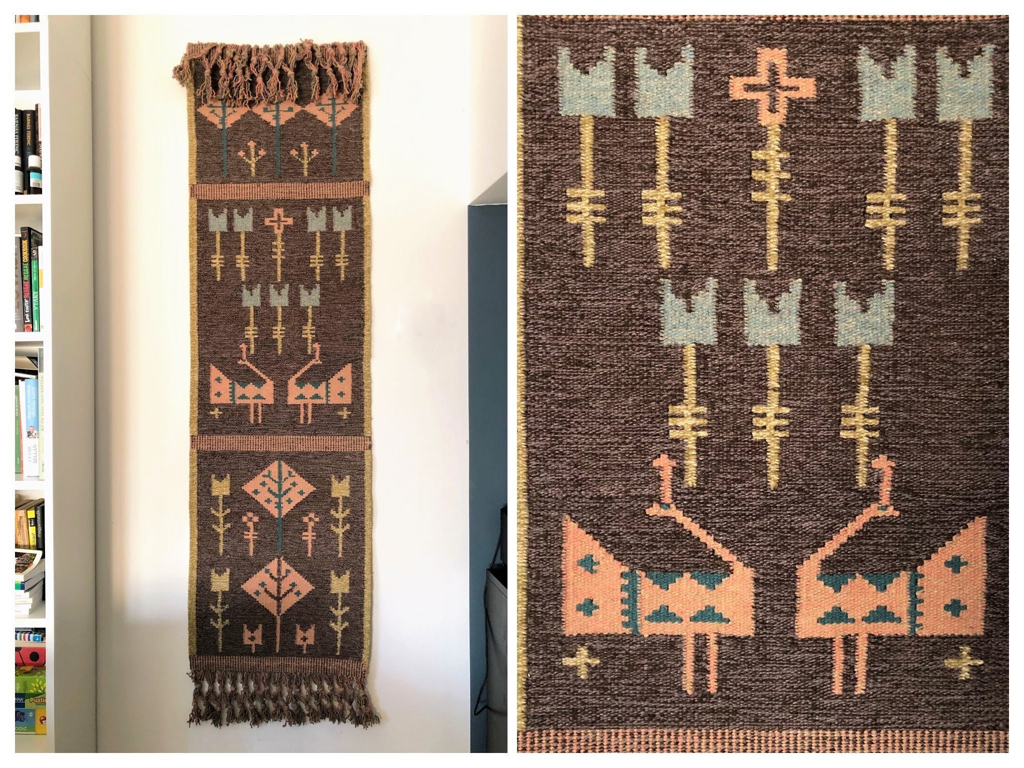 Mid Century Textile Art / Vintage Wall Hanging / Scandinavian Style ...