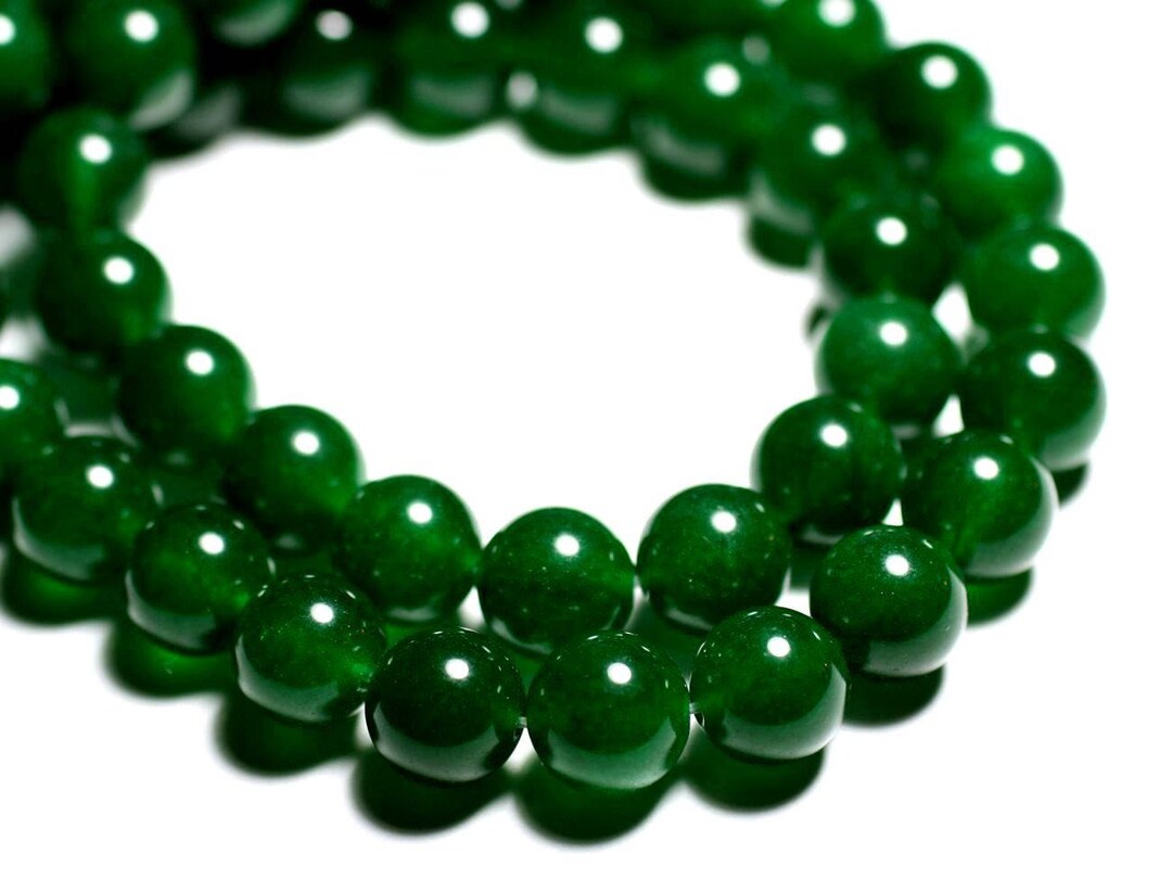 8pc Stone Beads Jade Balls 12mm Imperial Empire Olive Green ...