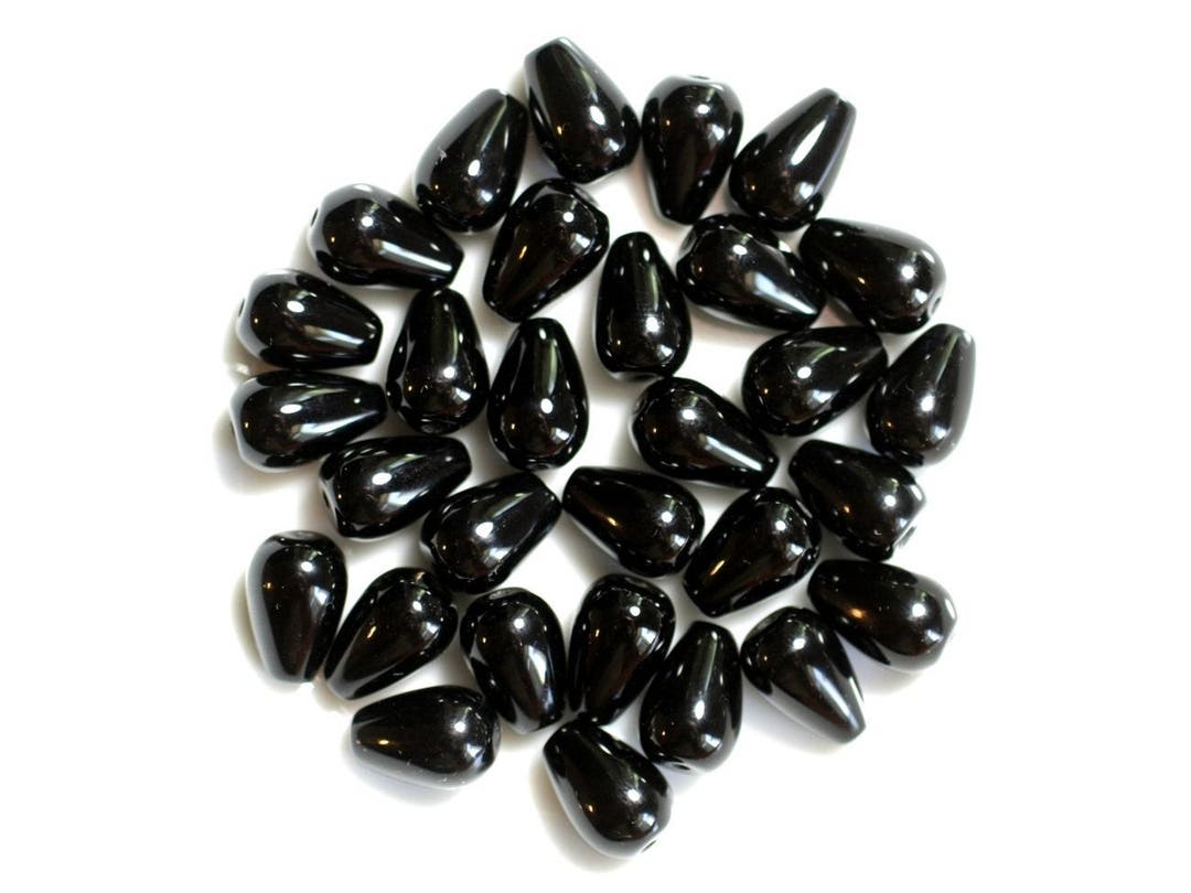 Wire 39cm 32pc Approx - Stone Beads - Black Onyx Drops 12x8mm - Etsy