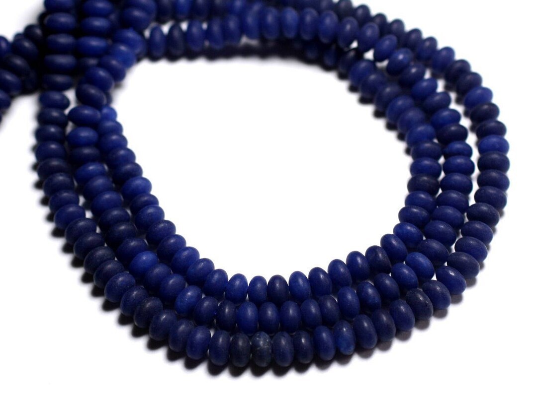30pc Stone Beads Jade Rondelles 5x3mm Matt Frosted Midnight Blue ...