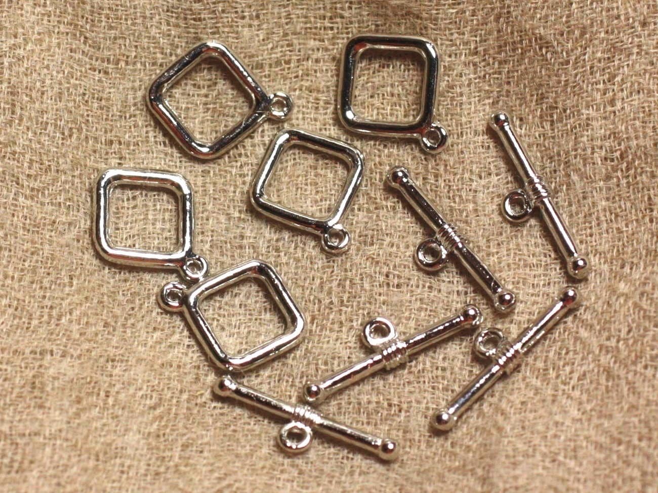 4pz Chiusure a T Placcato Argento Qualità Diamante 14mm 4558550030979 ...