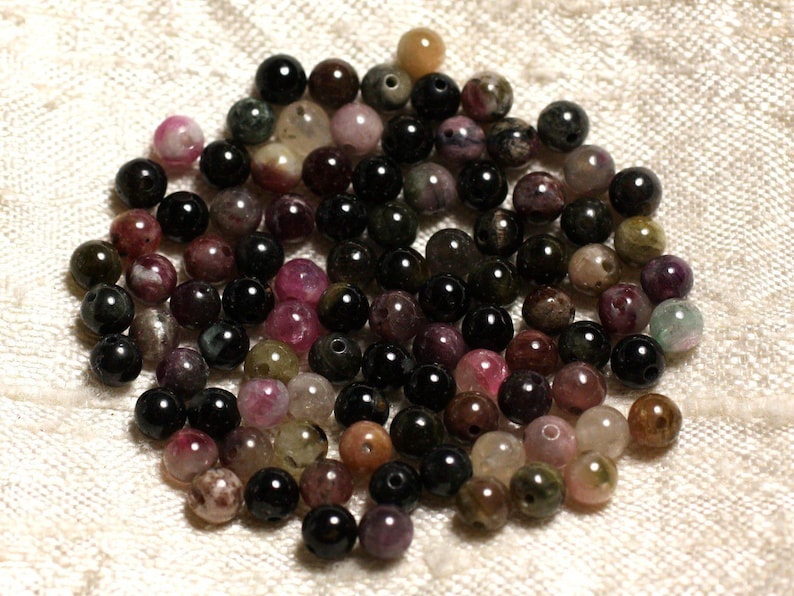 10pc Perles de Pierre Tourmaline Multicolore Boules 3-4mm - Etsy France