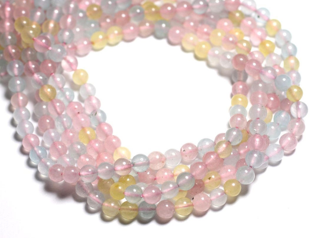 20pc Jade Stone Beads Balls 6mm Multicolor Pastel Pink Yellow Light ...