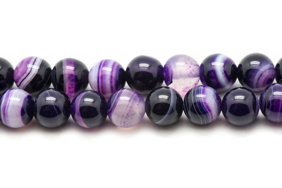 5pc Stone Beads Banded Purple Agate Balls 10mm 4558550031020 - Etsy