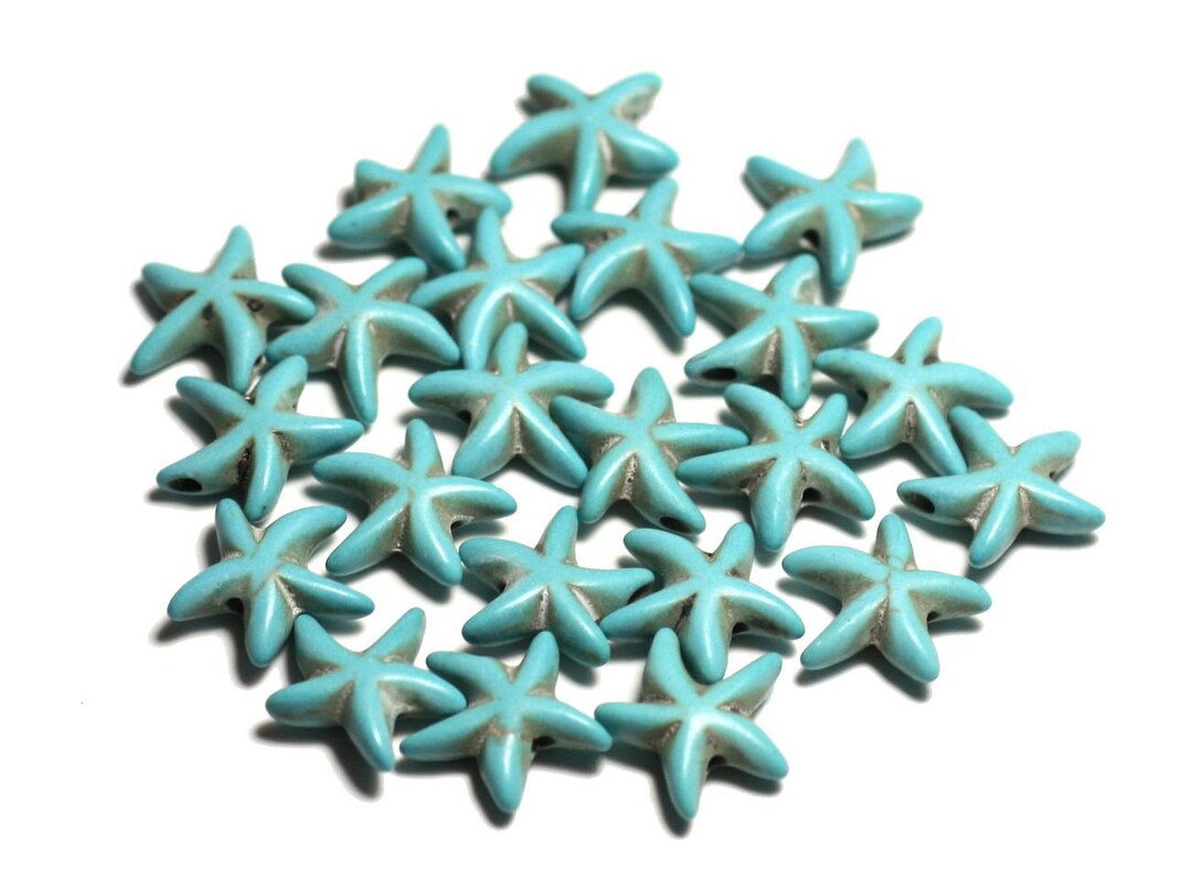 20pc Turquoise Stone Beads Reconstituted Synthesis Starfish 14mm ...