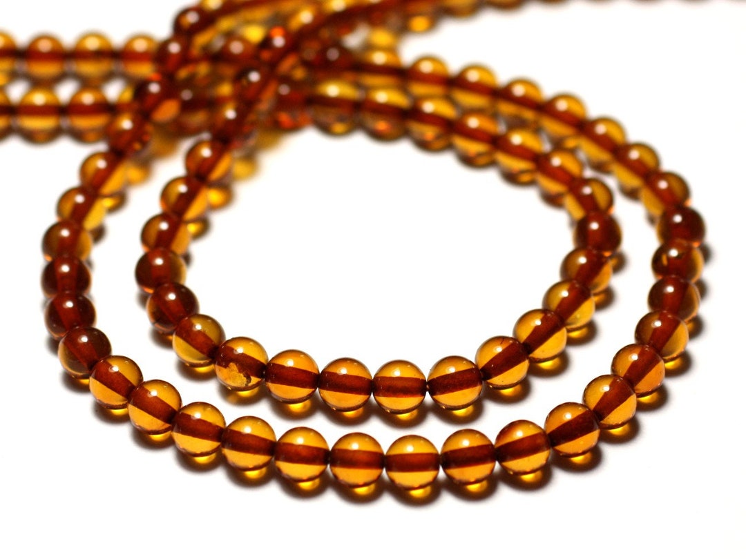 2pc - Natural Baltic Amber Stone Beads Balls 5mm Cognac Orange ...