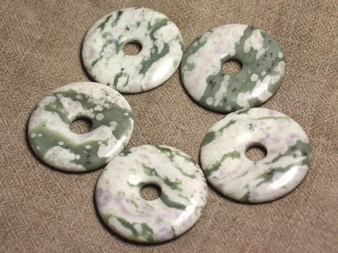 1pc - Perle Pendentif Pierre - Rond Cercle Anneau Donut Pi 40mm - Jade ...